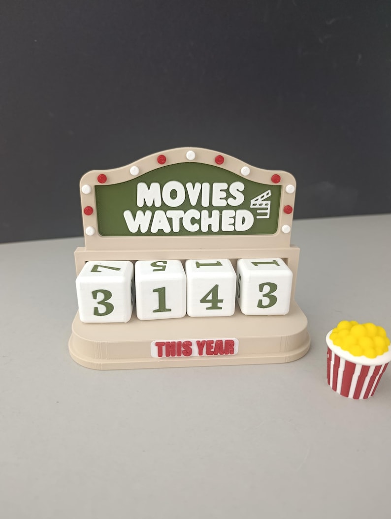 Movies Watched Tracker | 3D Printed Cinema Display | Movie Counter Gift ...