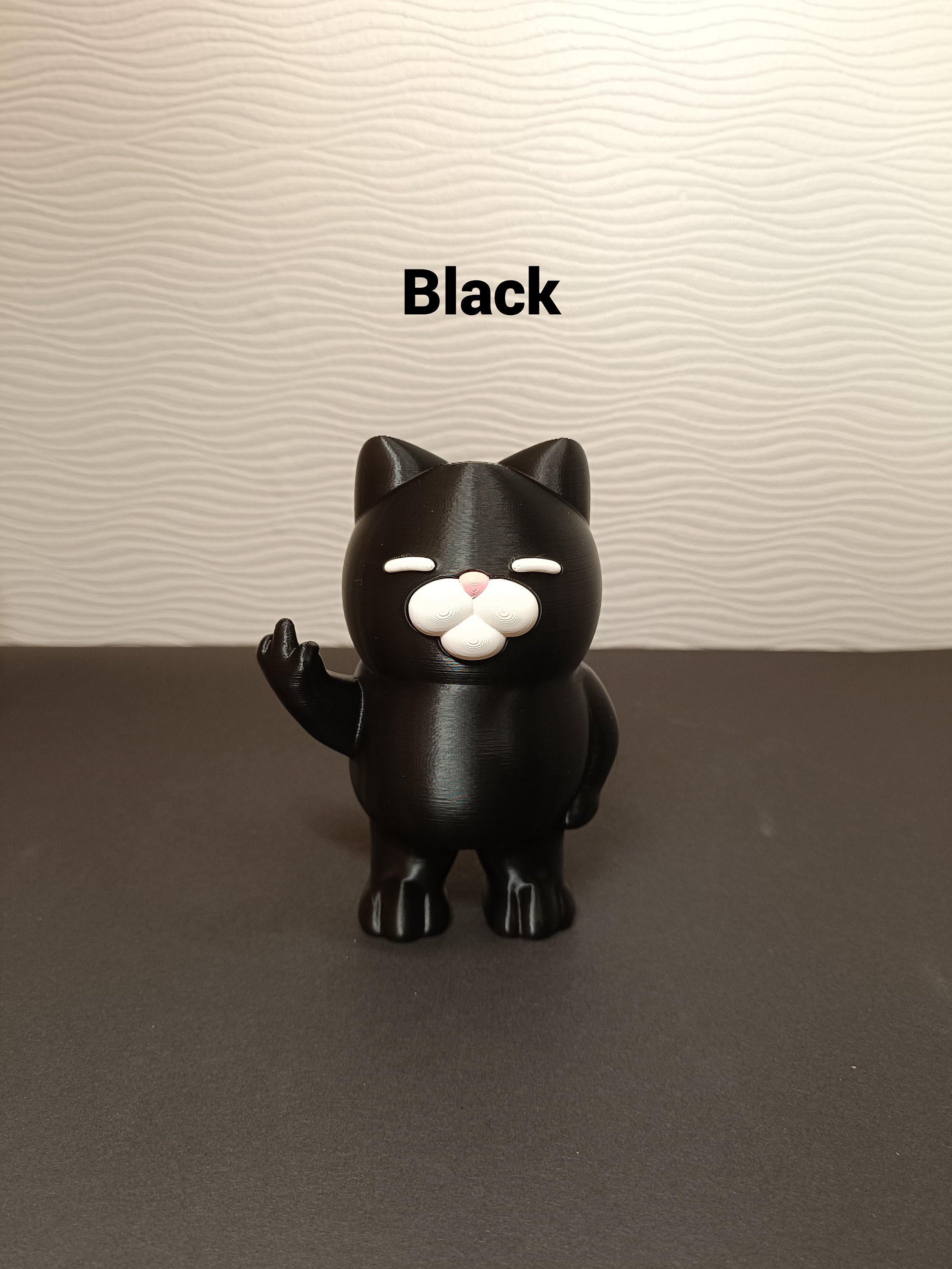 Rebellious Cat Figurine 3D Printed Cheeky Cat With Middle Finger Fun ...