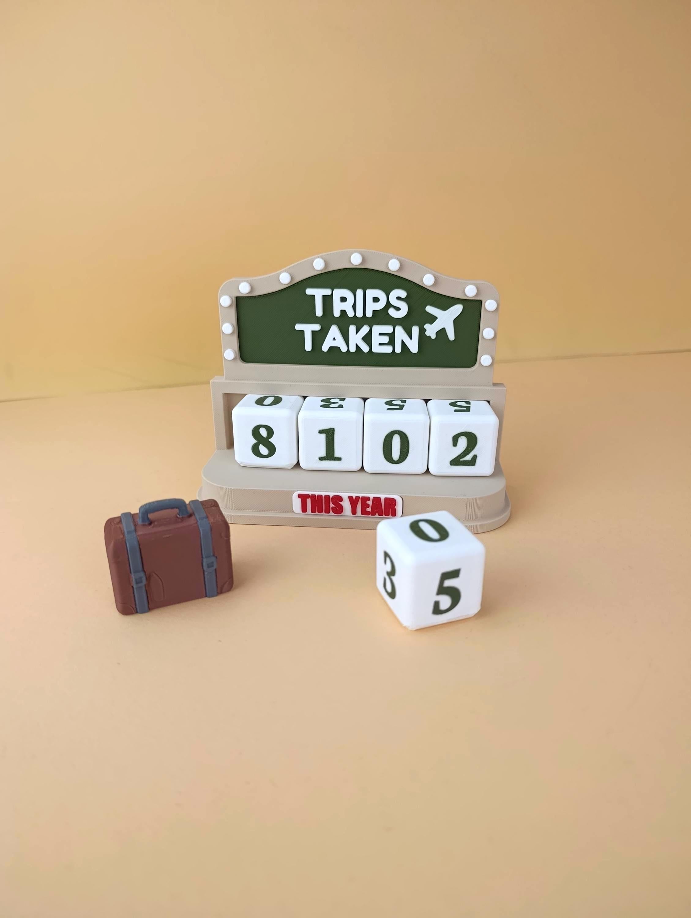 Trips Taken Tracker | 3D Printed Travel Display | Trip Counter Gift ...