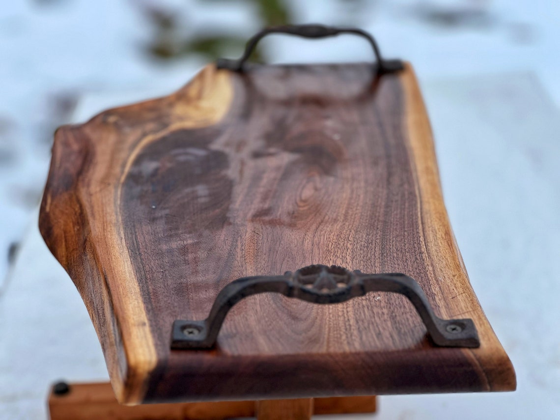 Solid Walnut Live Edge Serving Board - Etsy