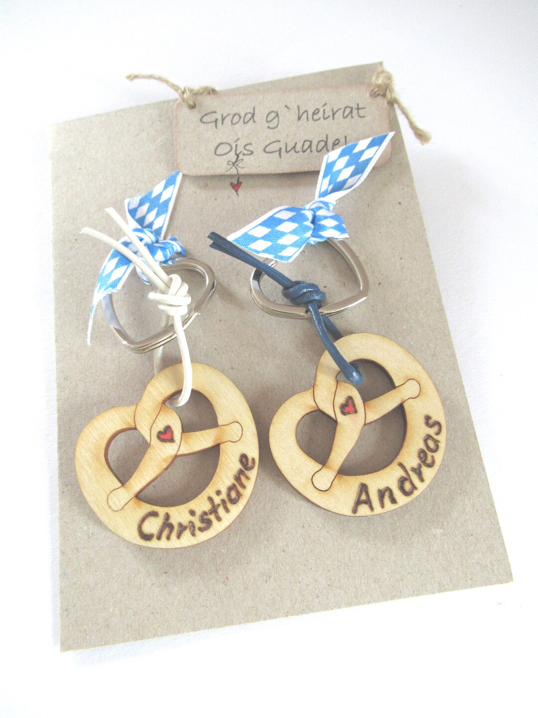 Bavarian Wedding Card Pretzel Keychain for the Bride and - Etsy