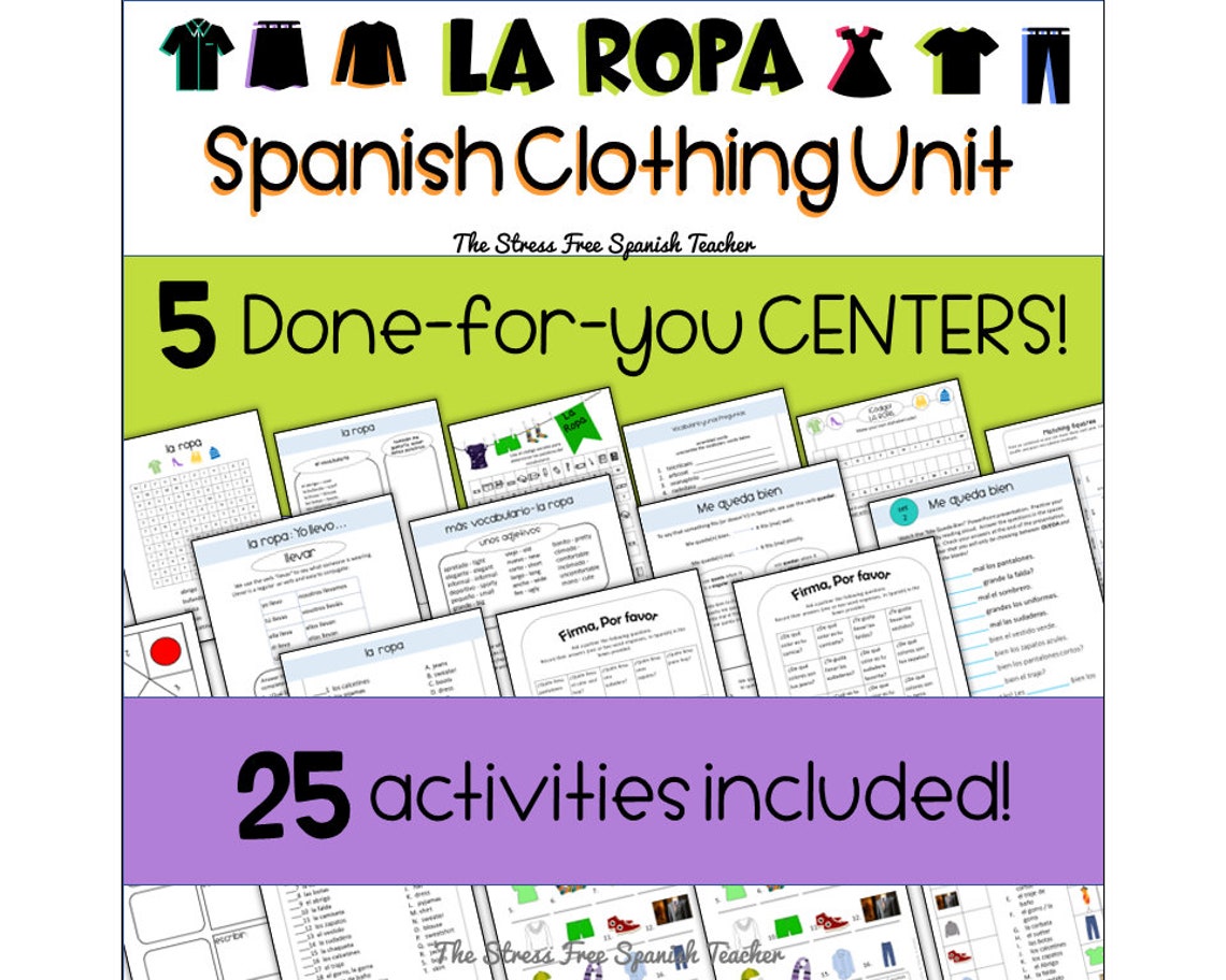 Spanish Workbook LA ROPA Vocabulary Lessons Homeschool Unit Worksheets ...