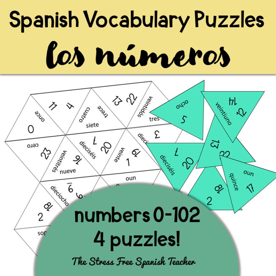 Four PRINTABLE Spanish Vocabulary Puzzles Spanish NUMBERS Los NÚMEROS ...
