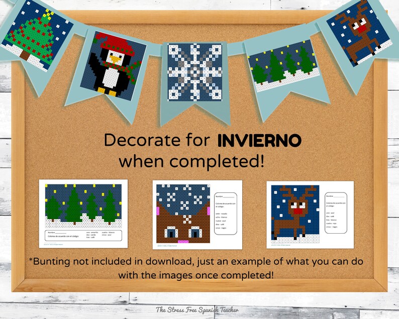 Spanish Colors and Numbers Practice, Color by Number Printable, WINTER ...