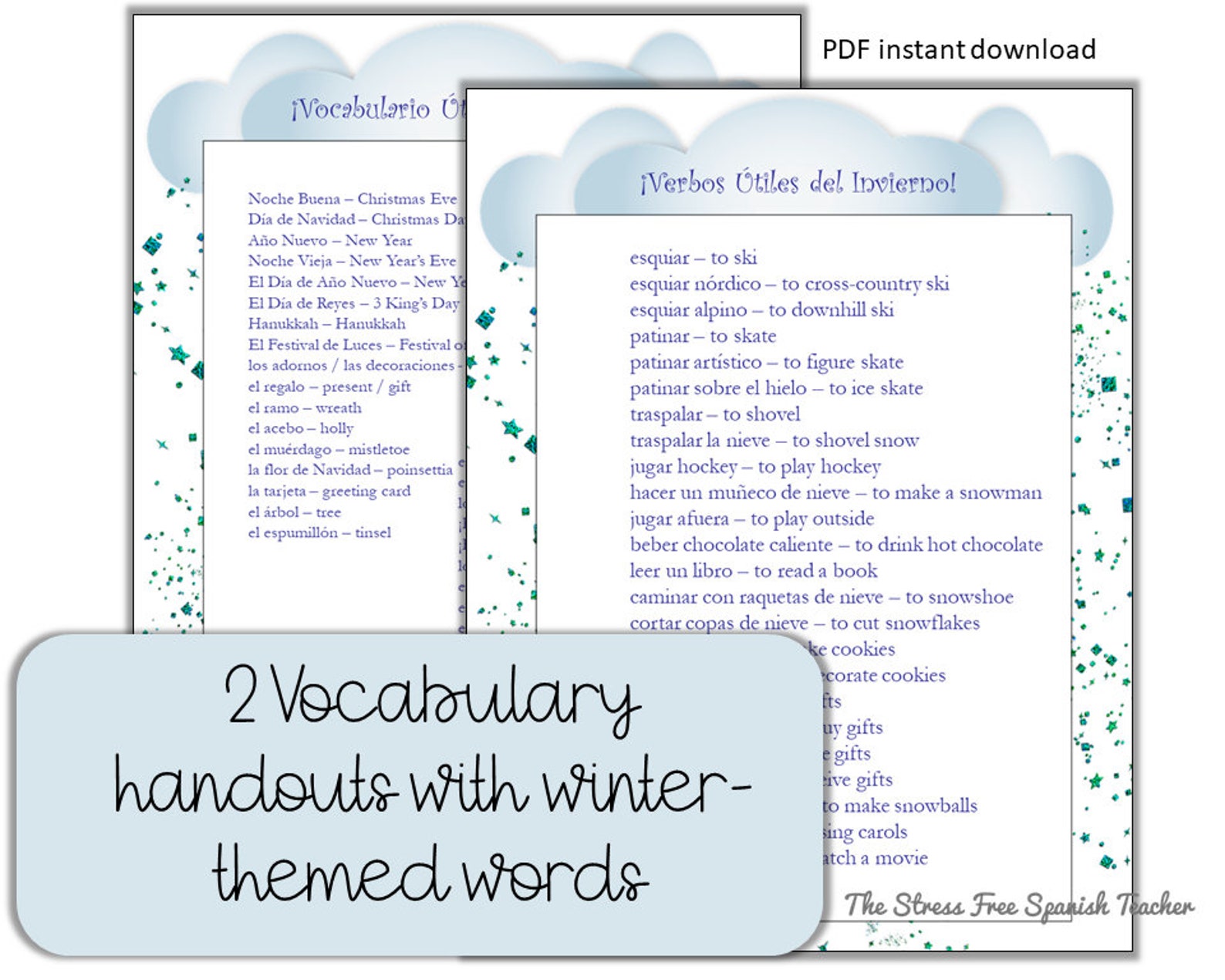 Spanish Workbook, Winter Vocabulary Practice, Vocabulario De INVIERNO ...