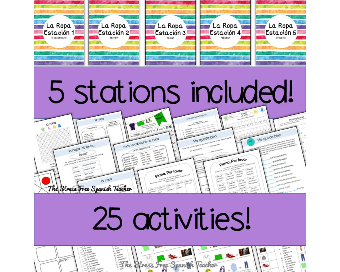 Spanish Workbook LA ROPA Vocabulary Lessons Homeschool Unit Worksheets ...