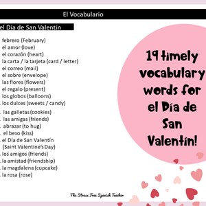 Spanish Vocabulary Cards, February Word Wall, Valentine’s Day ...