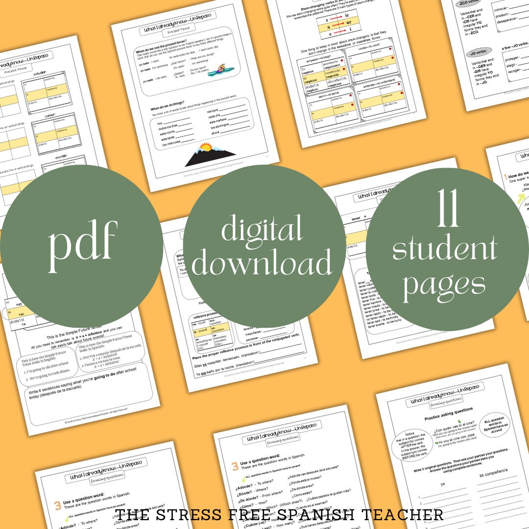 Spanish PRESENT TENSE Verb Conjugation Practice, Spanish Grammar Notes ...
