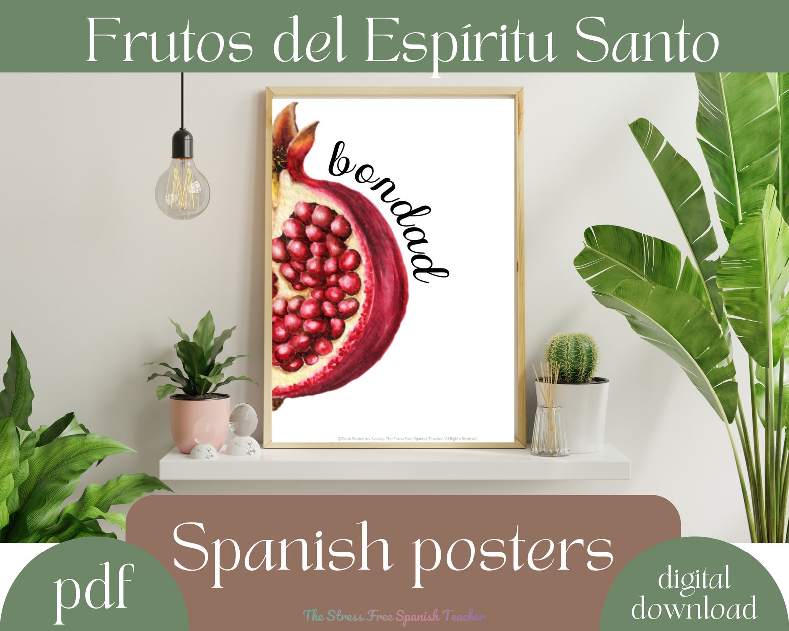 Spanish Fruits of the Spirit Posters, Printable Spanish Wall Art, Bible ...