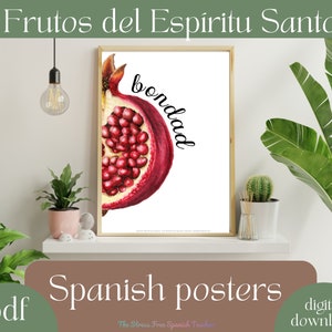 Spanish Fruits of the Spirit Posters, Printable Spanish Wall Art, Bible ...