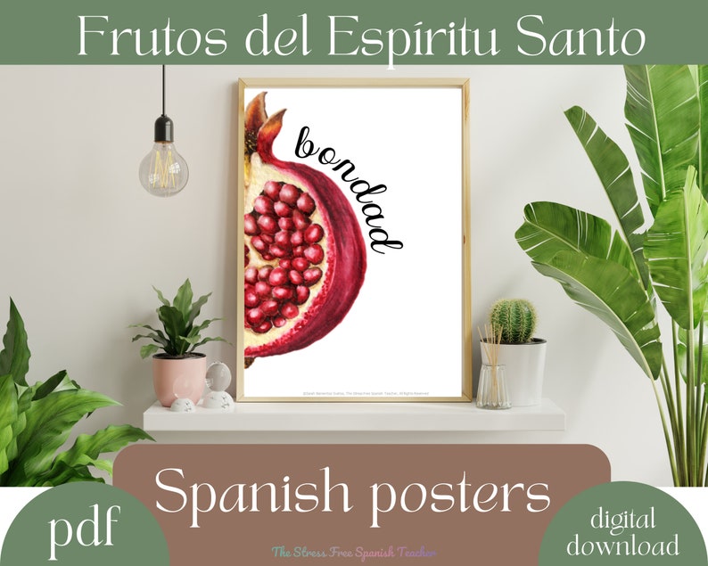 Spanish Fruits of the Spirit Posters, Printable Spanish Wall Art, Bible ...