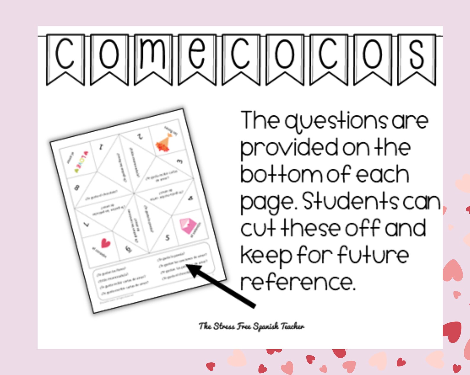 Spanish Vocabulary Practice, Valentine's Day, Cootie Catcher ...