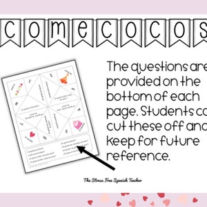 Spanish Vocabulary Practice, Valentine's Day, Cootie Catcher ...