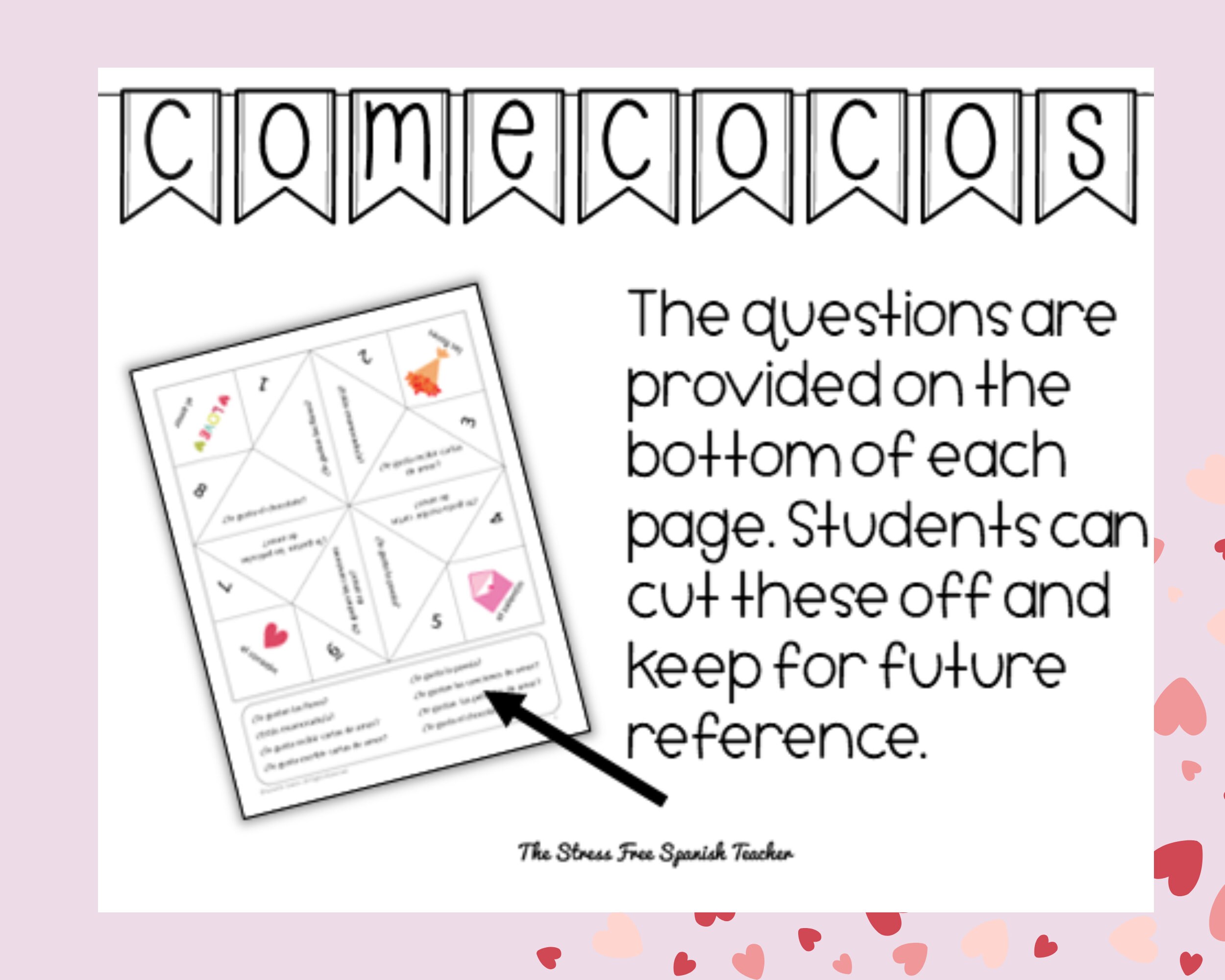 Spanish Vocabulary Practice, Valentine's Day, Cootie Catcher ...