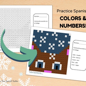 Spanish Colors and Numbers Practice, Color by Number Printable, WINTER ...