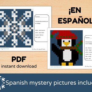 Spanish Colors and Numbers Practice, Color by Number Printable, WINTER ...