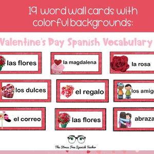 Spanish Vocabulary Cards, February Word Wall, Valentine’s Day ...
