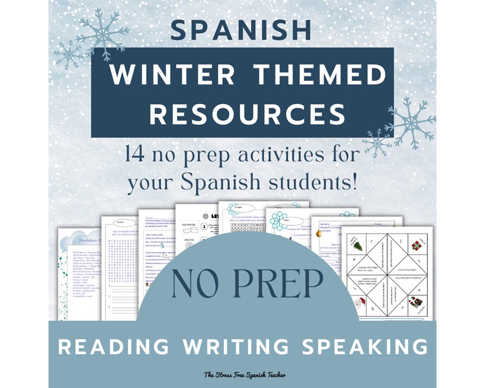 Spanish Workbook, Winter Vocabulary Practice, Vocabulario De INVIERNO ...