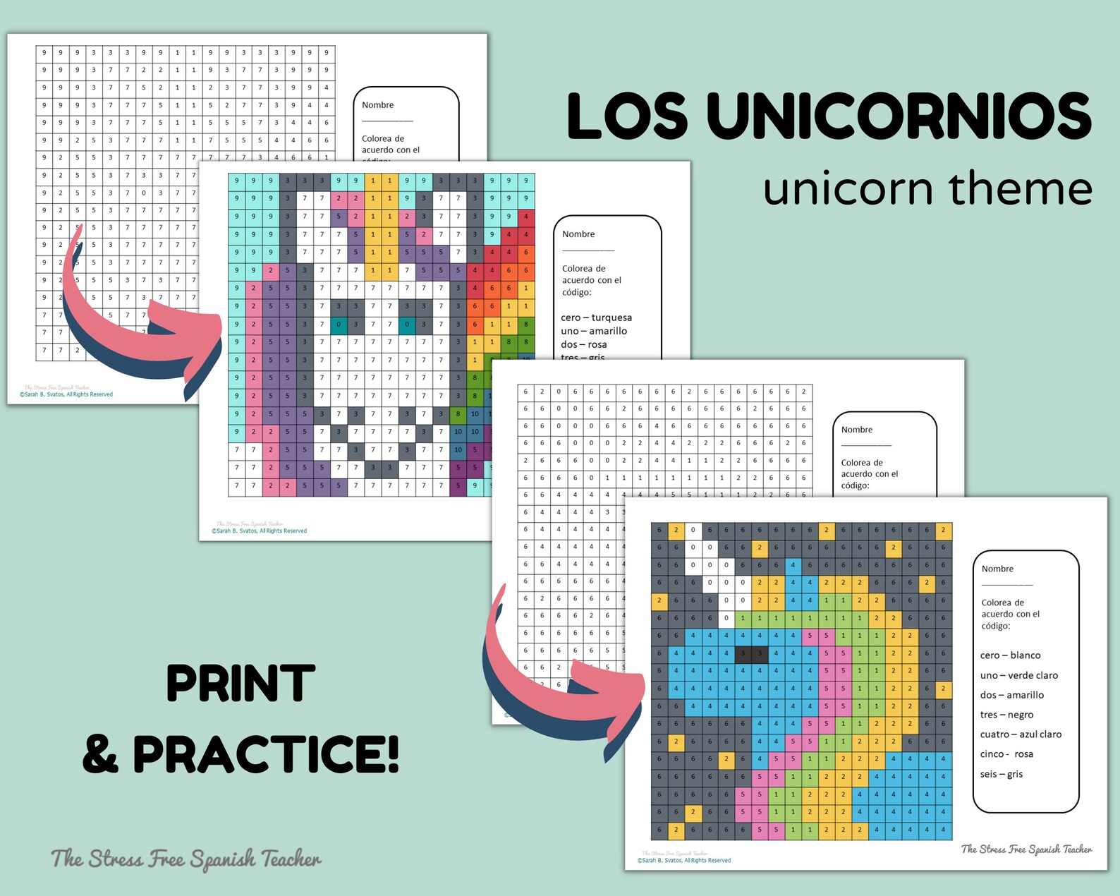 Unicorn Coloring Pages, 6 Printable Unicorn Coloring Pages, Spanish ...