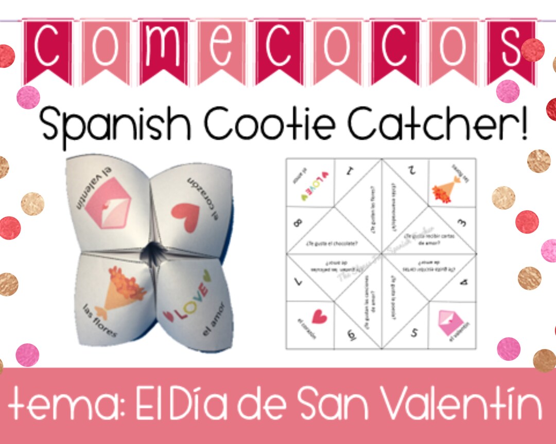 Spanish Vocabulary Practice, Valentine's Day, Cootie Catcher ...
