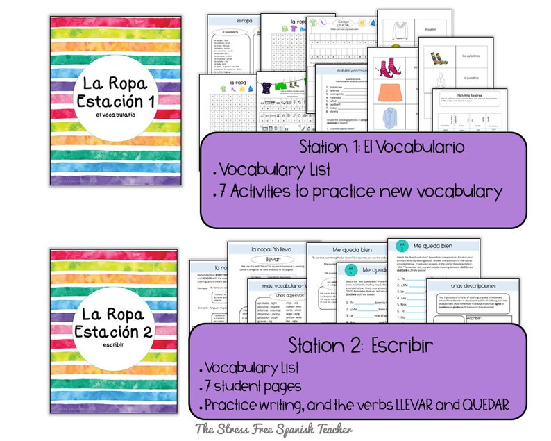 Spanish Workbook LA ROPA Vocabulary Lessons Homeschool Unit Worksheets ...