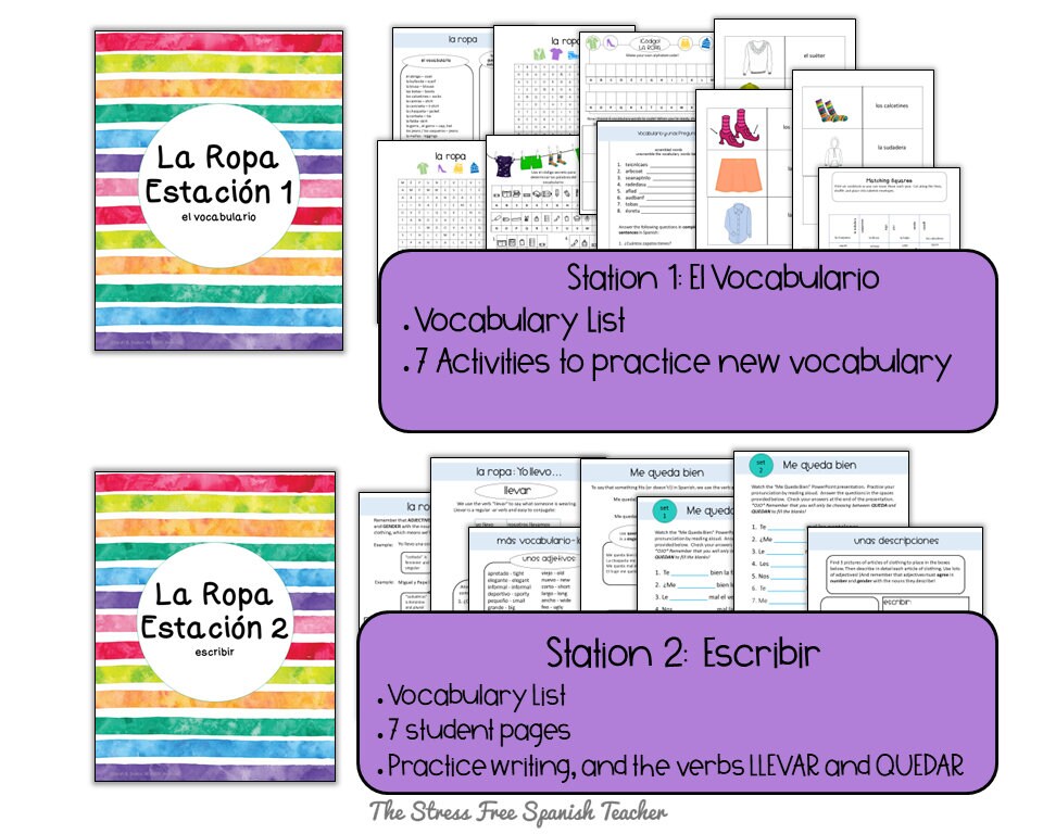 Spanish Workbook LA ROPA Vocabulary Lessons Homeschool Unit Worksheets ...