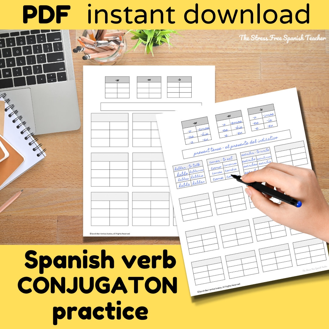 Spanish Verb Conjugation Practice, Spanish Grammar Notes, Spanish Class ...