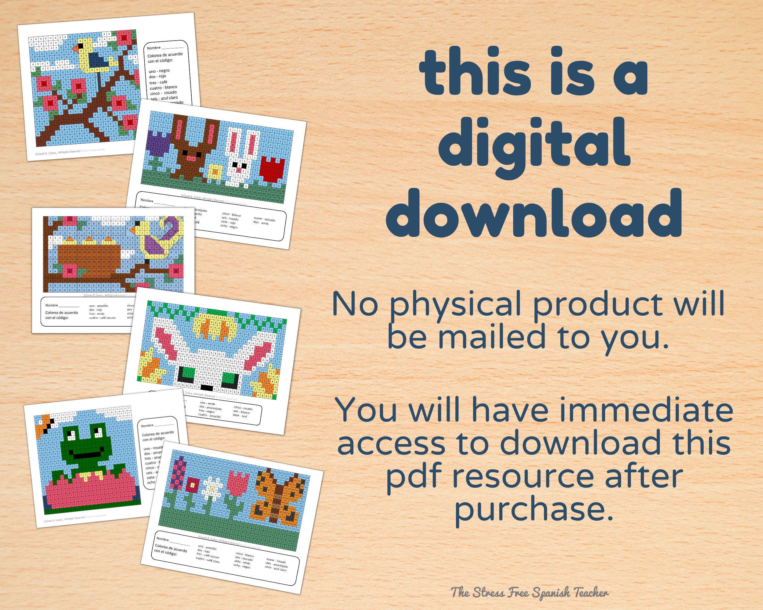 Spanish Colors and Numbers Practice, Color by Number Printable, Spring ...