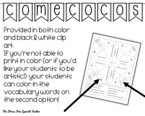 Spanish Vocabulary Practice Printable, Printable Cootie Catcher ...