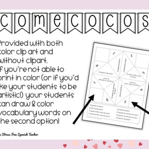 Spanish Vocabulary Practice, Valentine's Day, Cootie Catcher ...