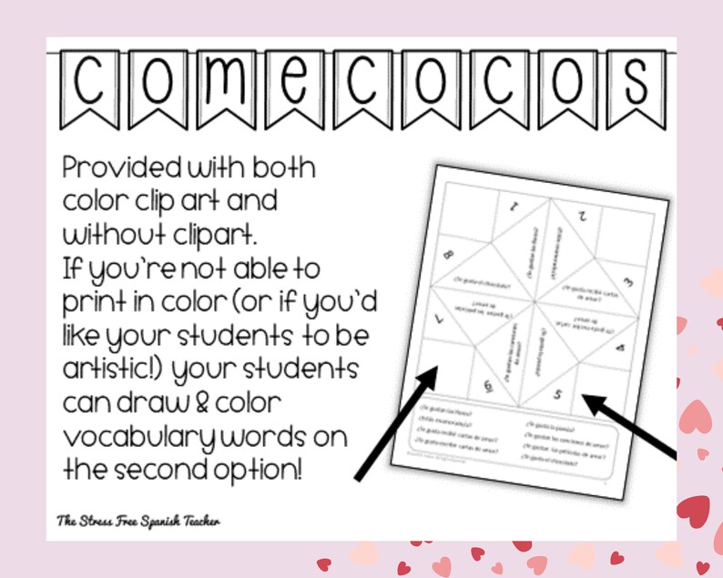 Spanish Vocabulary Practice, Valentine's Day, Cootie Catcher ...