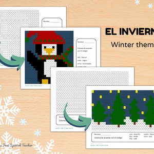 Spanish Colors and Numbers Practice, Color by Number Printable, WINTER ...