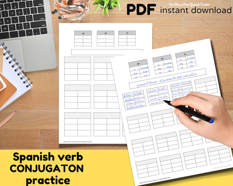 Spanish Verb Conjugation Practice, Spanish Grammar Notes, Spanish Class ...