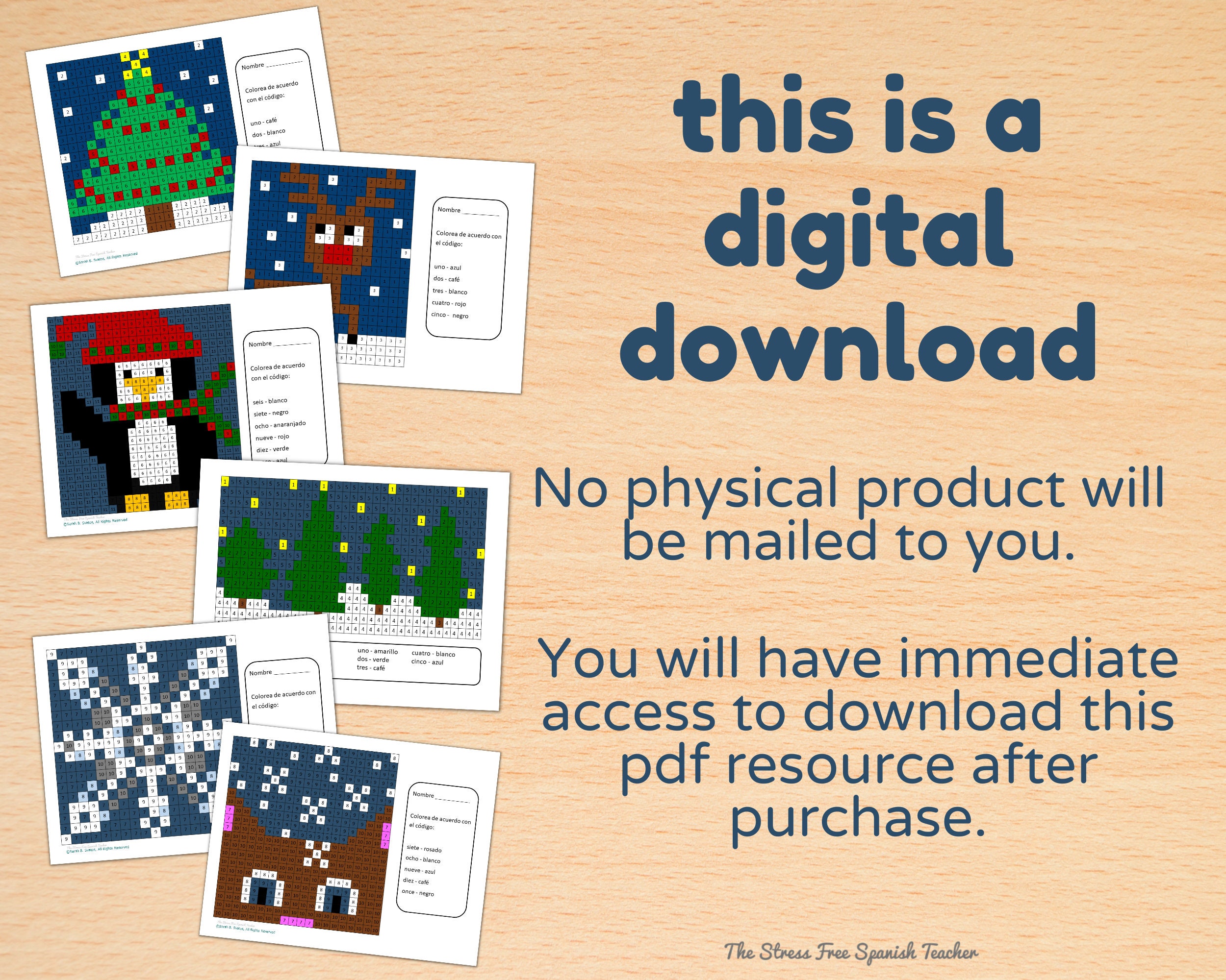 Spanish Colors and Numbers Practice, Color by Number Printable, WINTER ...