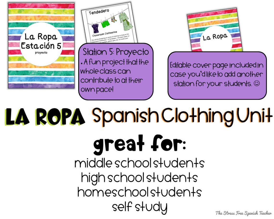 Spanish Workbook LA ROPA Vocabulary Lessons Homeschool Unit Worksheets ...