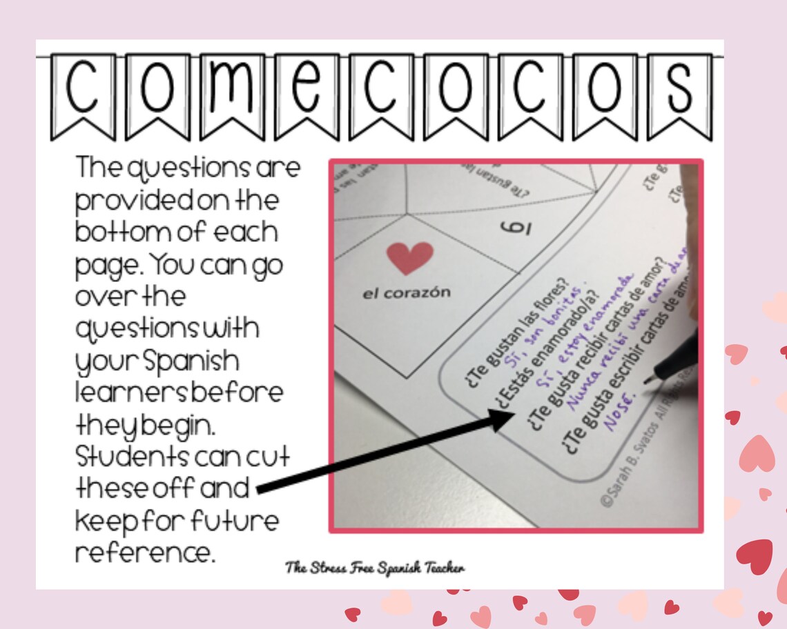 Spanish Vocabulary Practice, Valentine's Day, Cootie Catcher ...