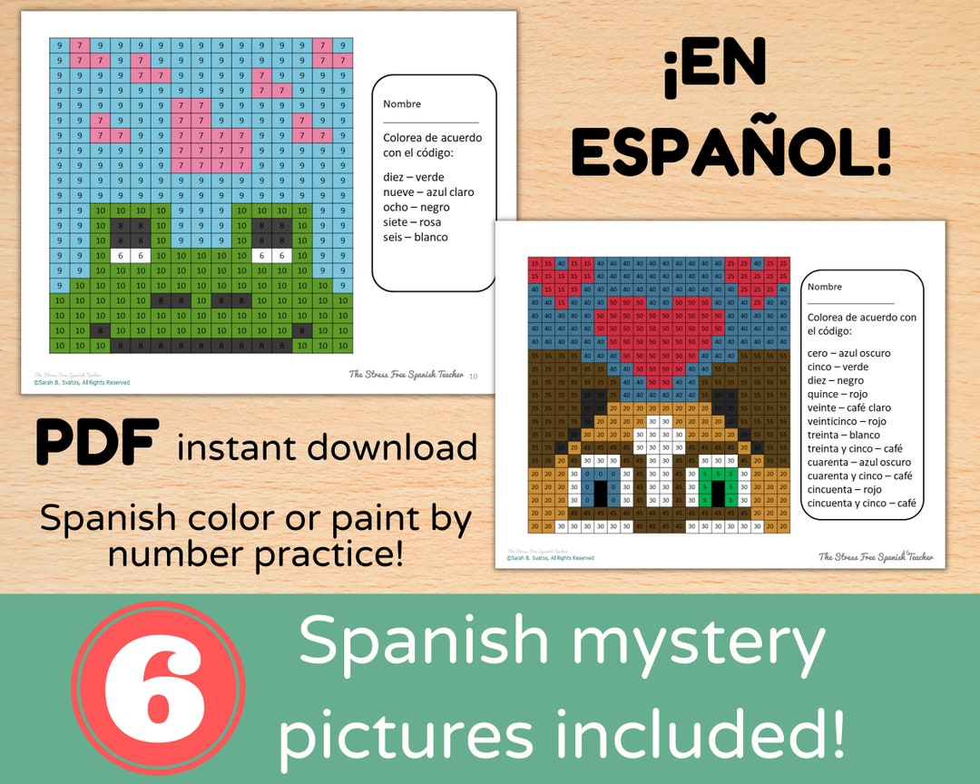 Spanish Color by Number, Spanish Colors Numbers, Valentine's Day ...