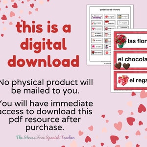 Spanish Vocabulary Cards, February Word Wall, Valentine’s Day ...