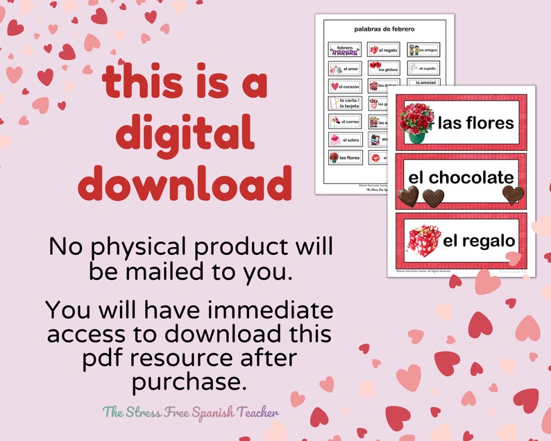 Spanish Vocabulary Cards, February Word Wall, Valentine’s Day ...