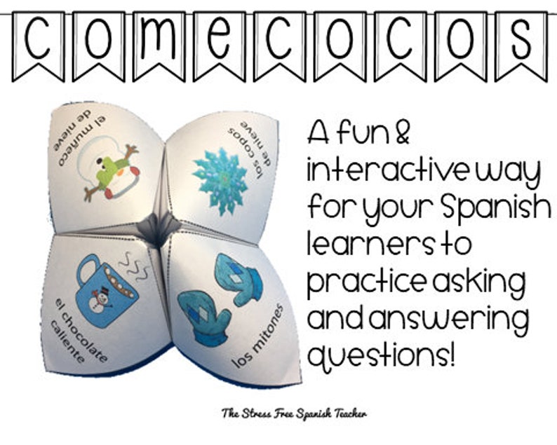 Spanish Vocabulary Practice Printable, Printable Cootie Catcher ...