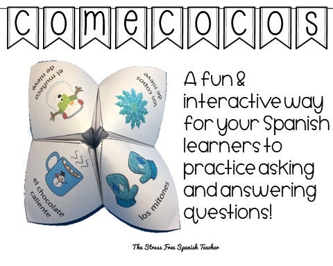 Spanish Vocabulary Practice Printable, Printable Cootie Catcher ...