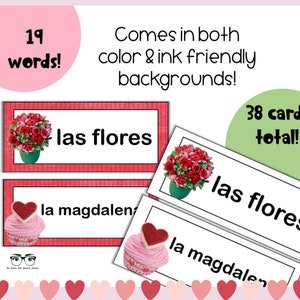 Spanish Vocabulary Cards, February Word Wall, Valentine’s Day ...