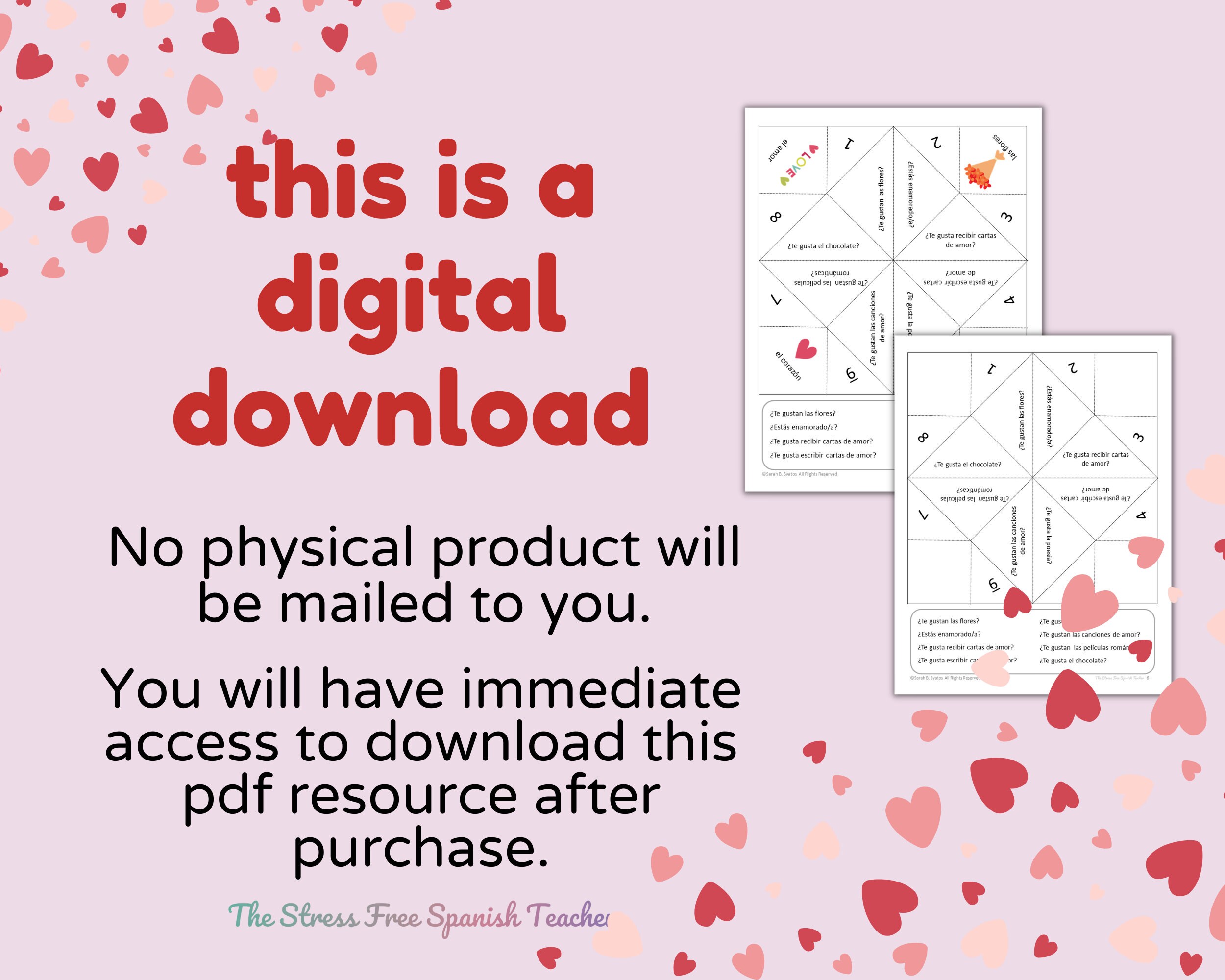 Spanish Vocabulary Practice, Valentine's Day, Cootie Catcher ...