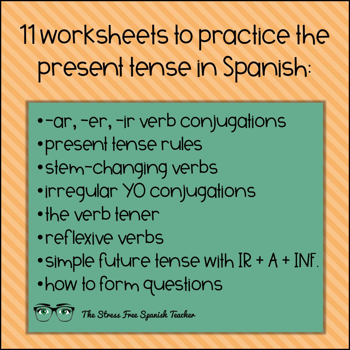 Spanish PRESENT TENSE Verb Conjugation Practice, Spanish Grammar Notes ...