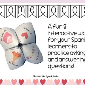 Spanish Vocabulary Practice, Valentine's Day, Cootie Catcher ...