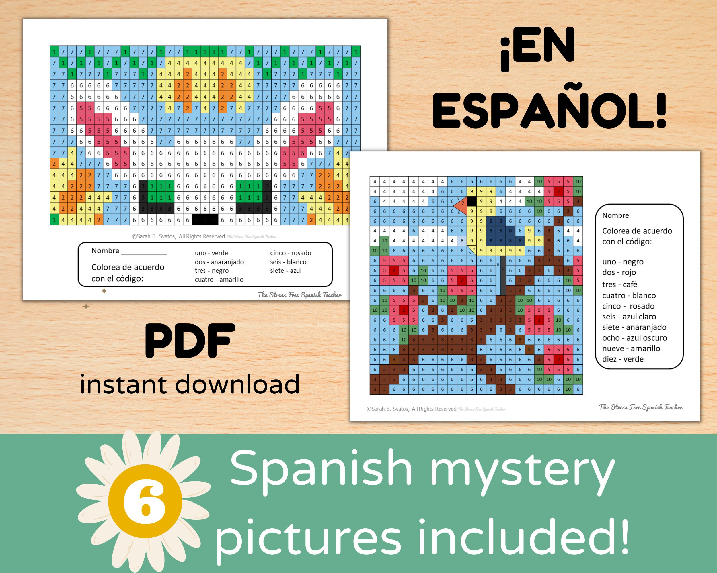 Spanish Colors and Numbers Practice, Color by Number Printable, Spring ...