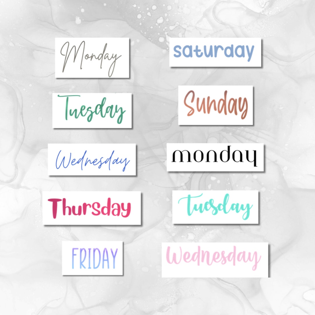 Days of the Weel Vinyl Decal Sticker - Etsy