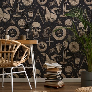 Dark Gothic Wallpaper, Occult Wallpaper, Skull Wallpaper Peel and Stick ...