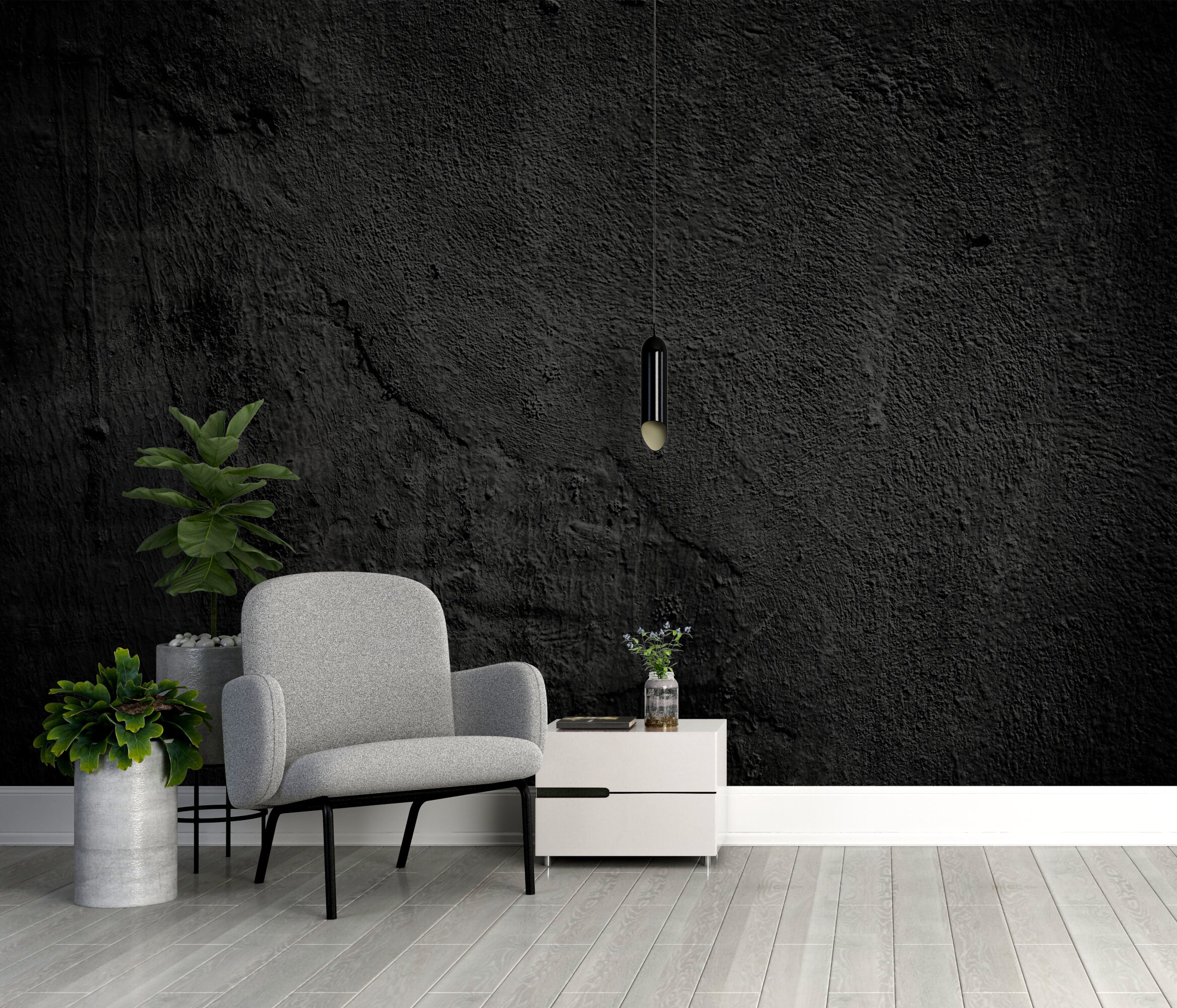 Black Concrete Wallpaper Dark Wallpaper Concrete Peel and - Etsy Australia