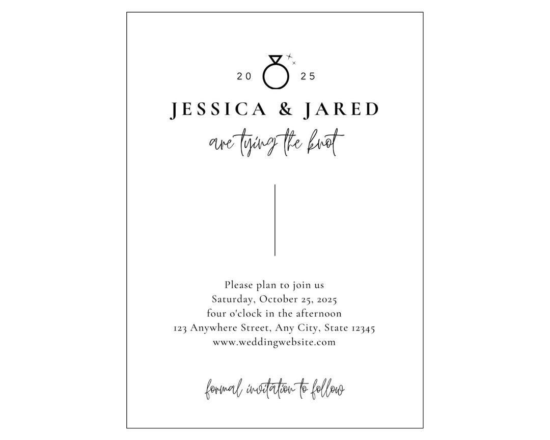 Non Photo Save the Dates, Raised Print Thermography 5x7 Save the Dates ...